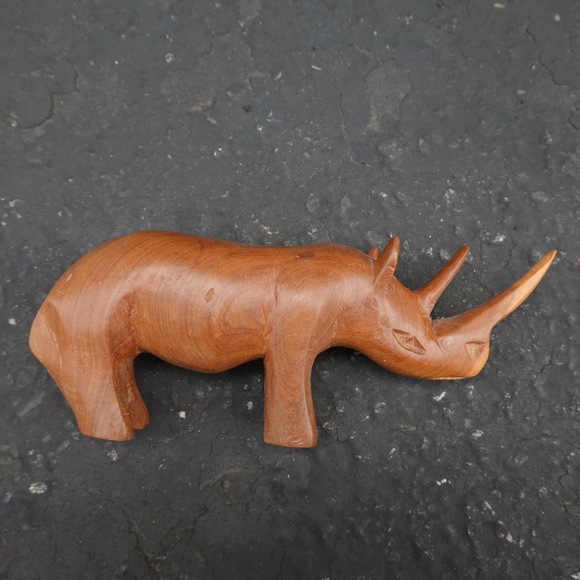 Accents | Vintage Midcentury Modern Wood Rhino Figure Decor Africa Art ...